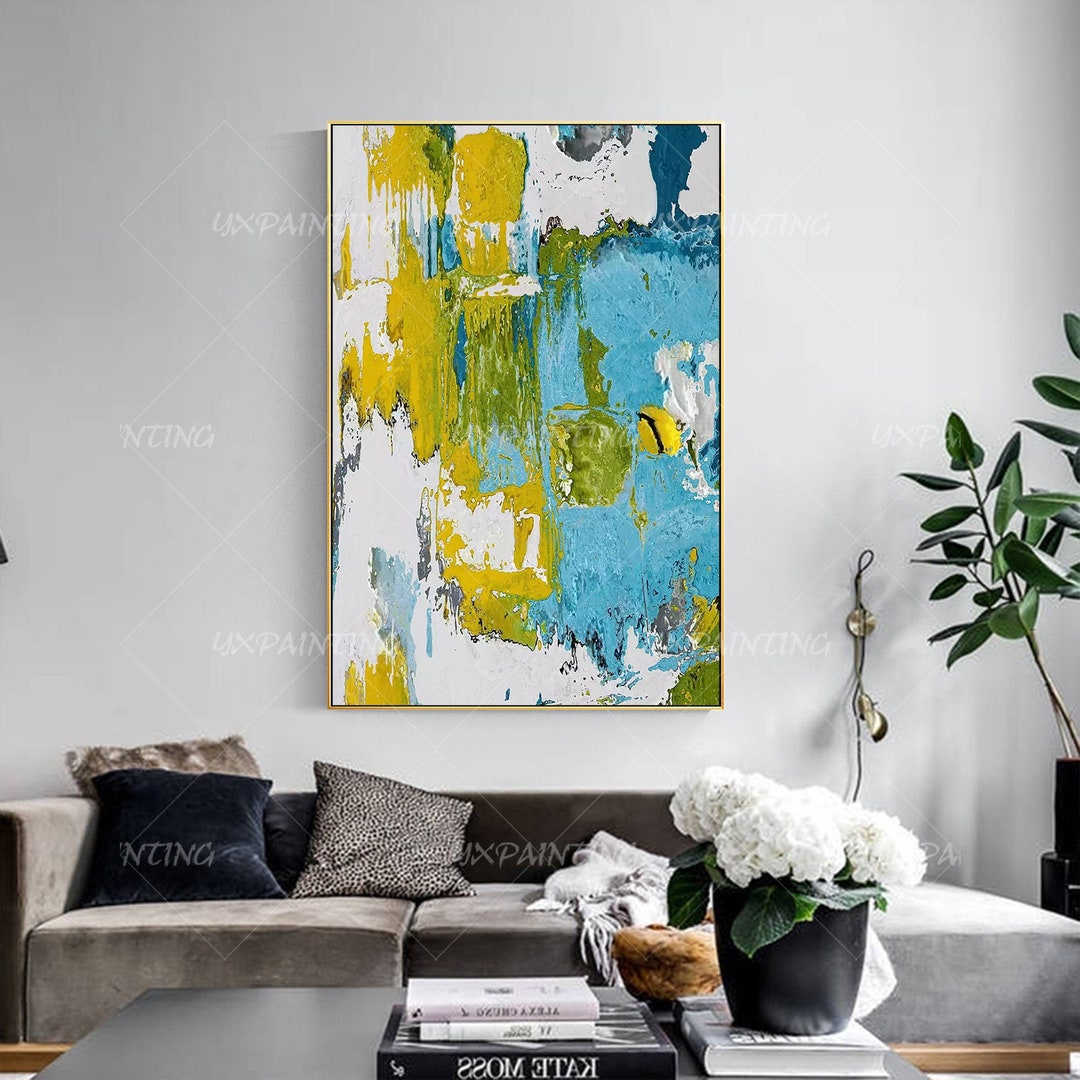 Original Art Abstract Acrylic Paintings on Canvas Yellow and - Etsy