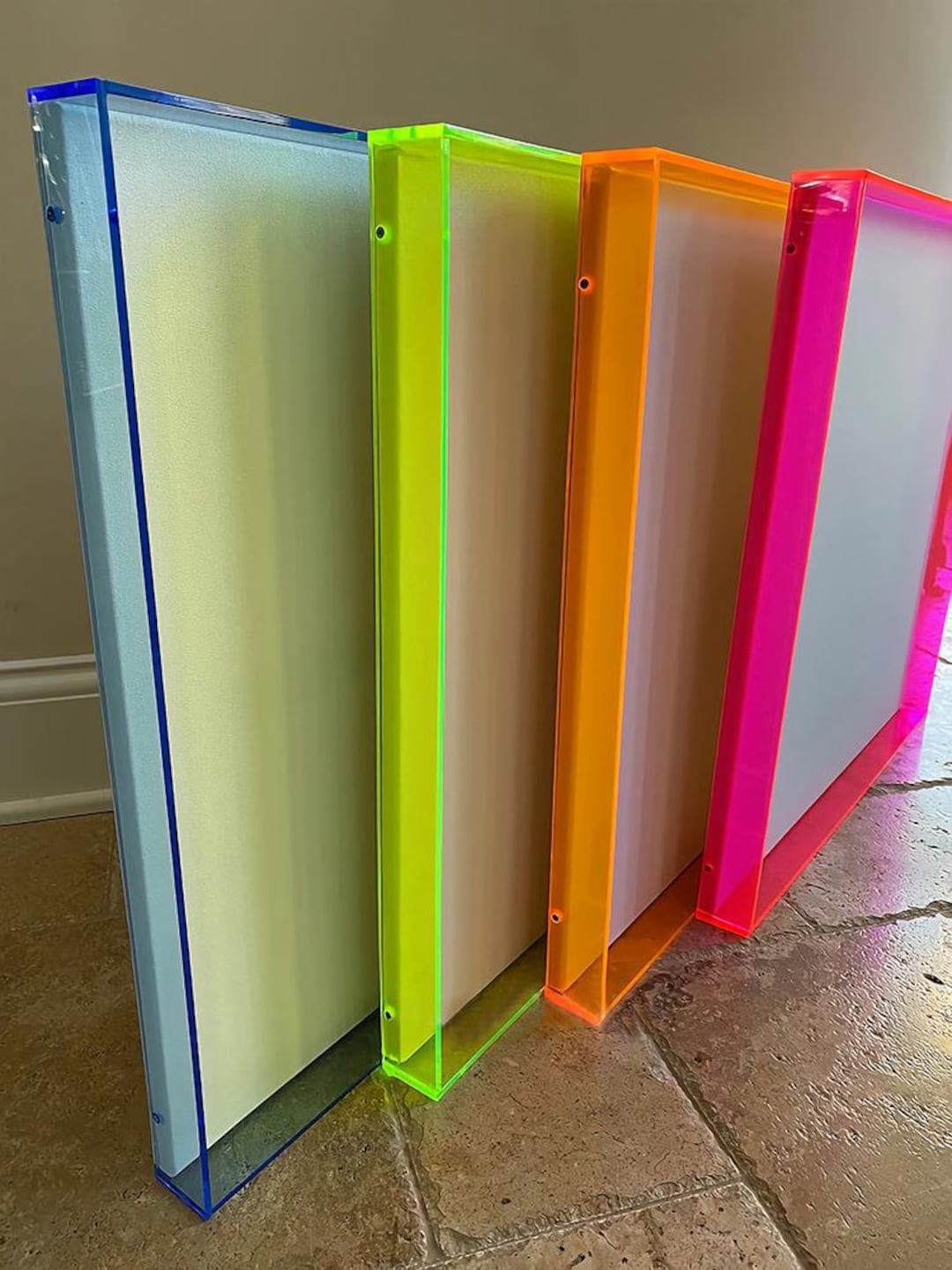Colorful Frame Box for Art, With Blank Stretched Canvas, Orange Blue ...