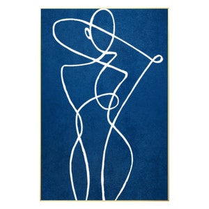 Blue White Dancer Stick Figure Original Painting on Canvas Extra Large ...