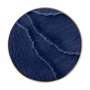 Round Navy Blue Texture Wall Art Framed, Minimalist Painting on Canvas ...