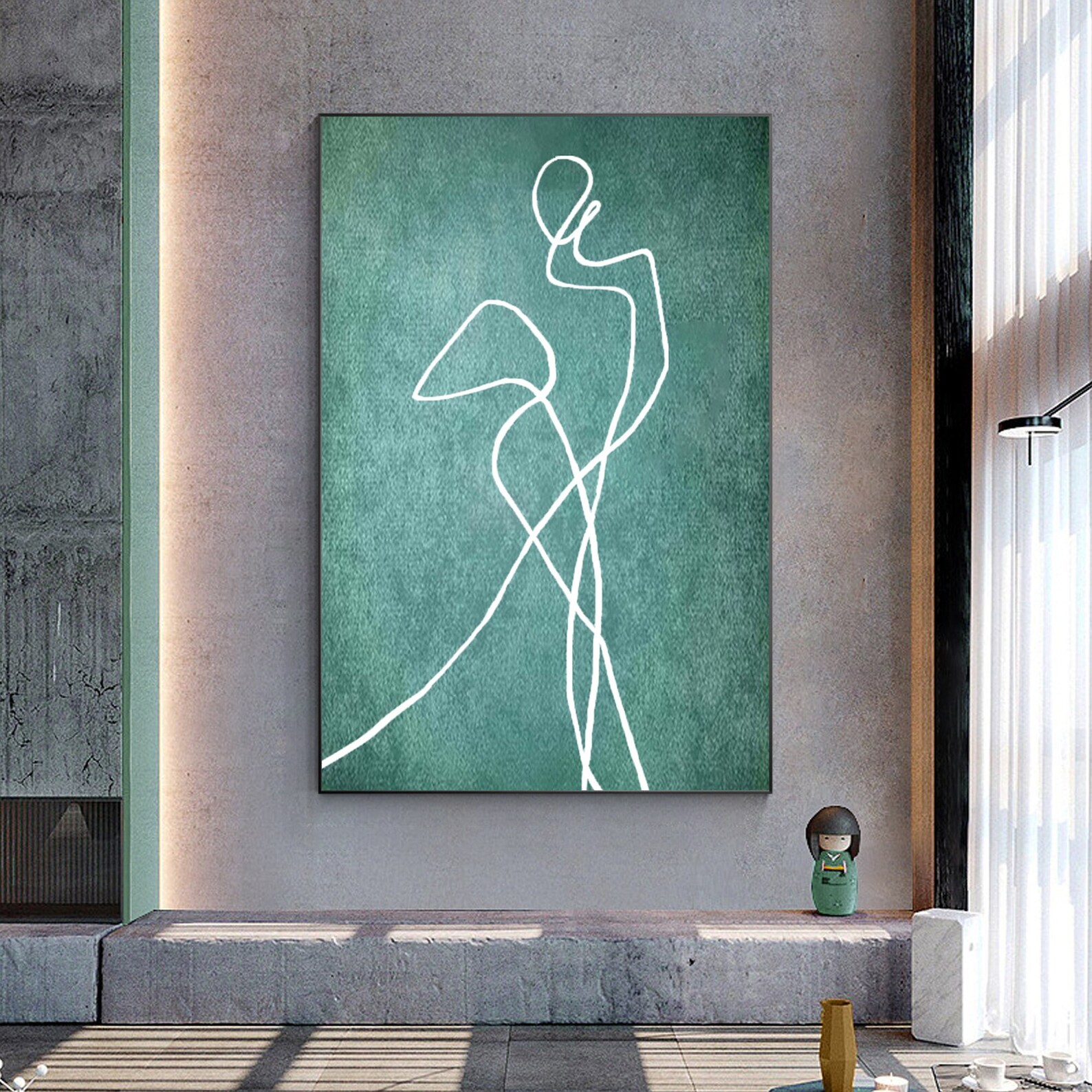 Green Dancer Stick Figure Original Painting on Canvas Extra - Etsy