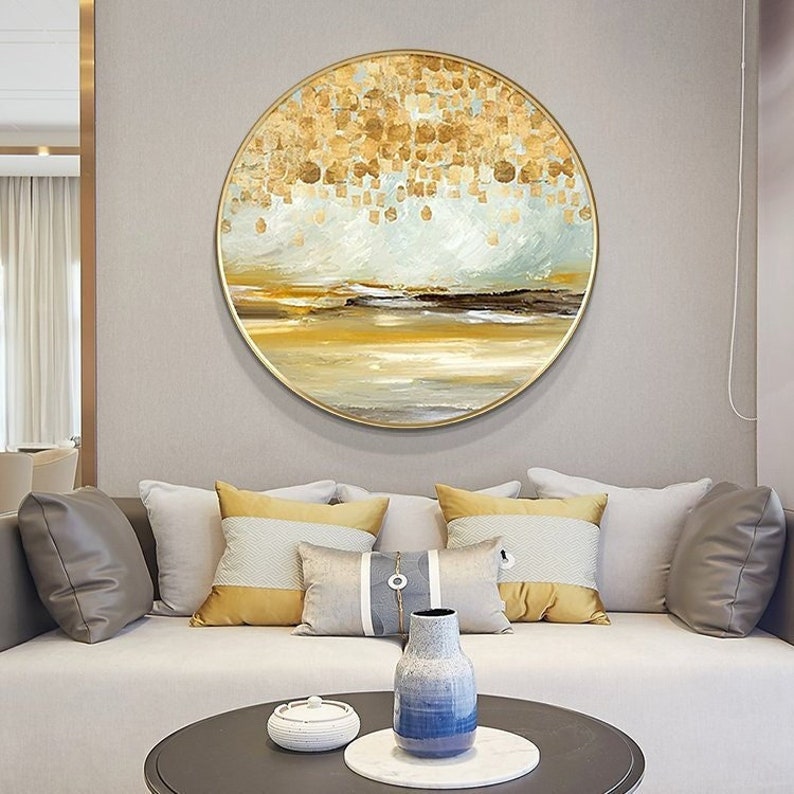 Original Abstract Scenery Acrylic Painting on Canvas Round - Etsy