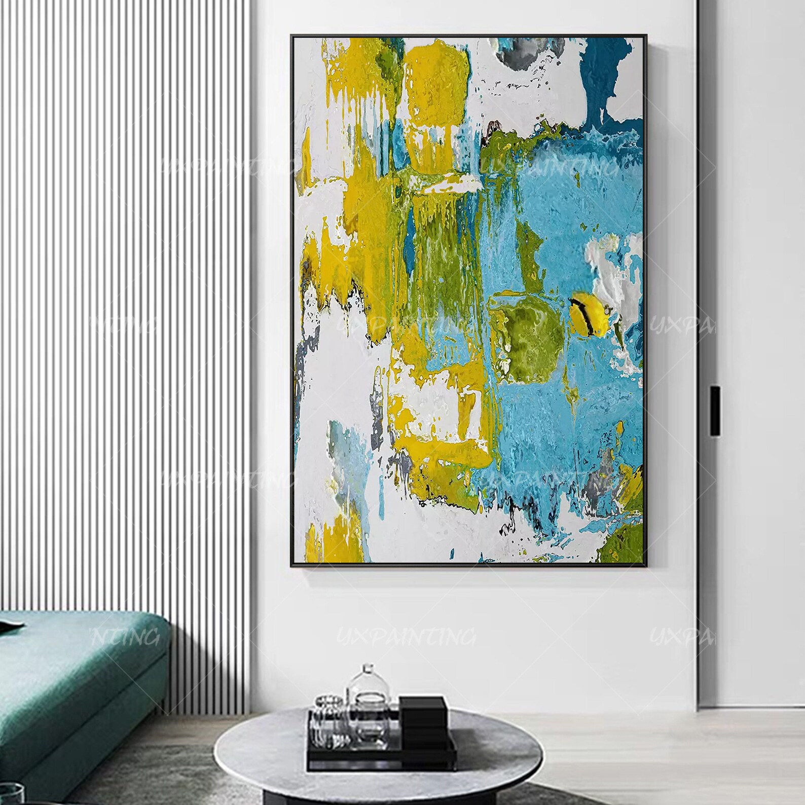 Original Art Abstract Acrylic Paintings on Canvas Yellow and | Etsy