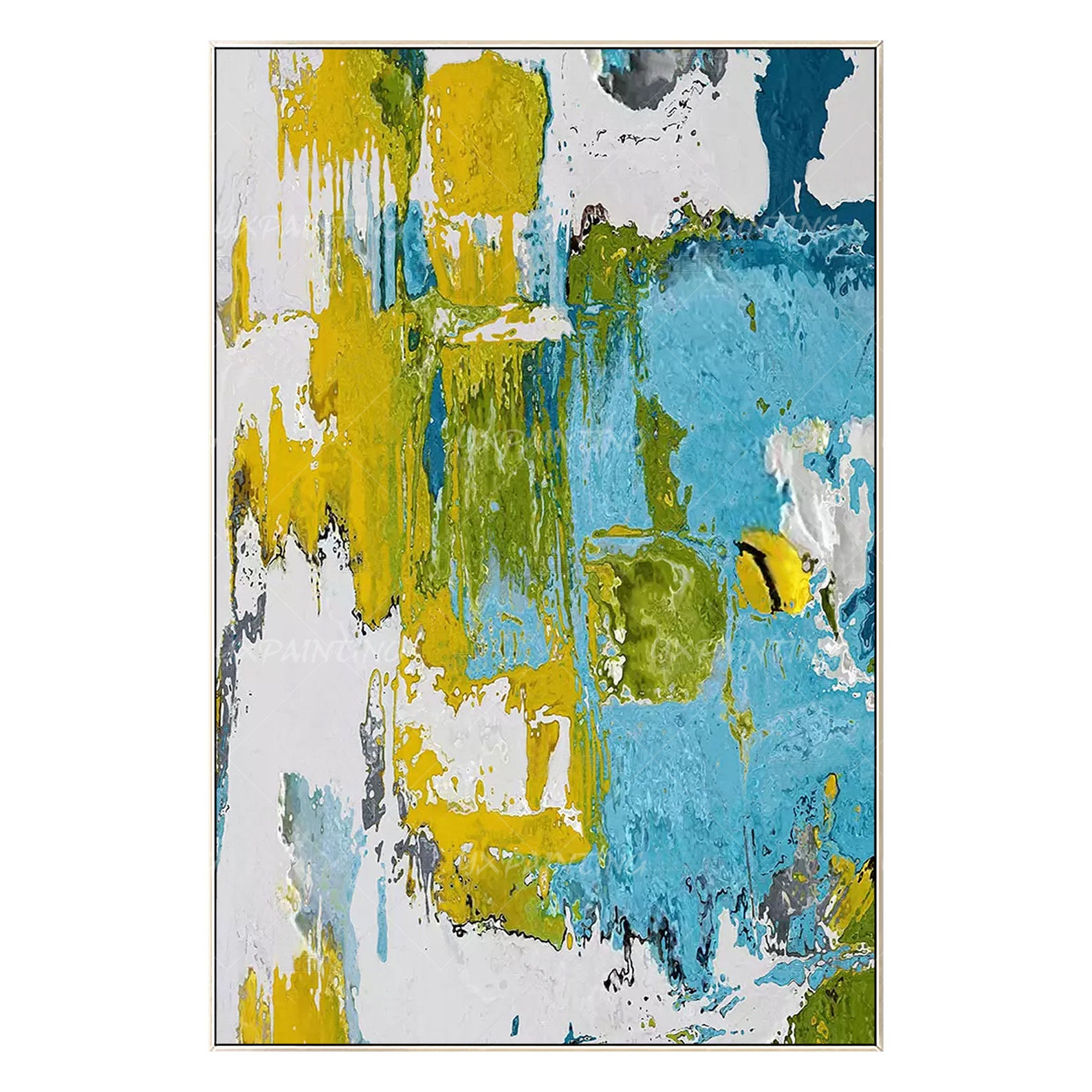 Original Art Abstract Acrylic Paintings on Canvas Yellow and | Etsy