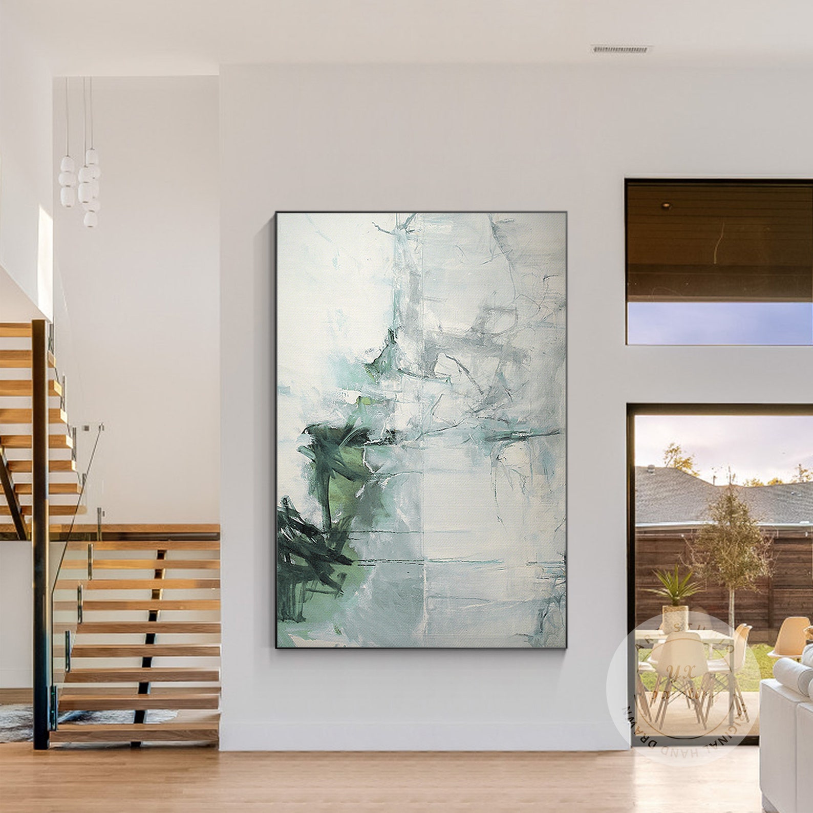 Green White Original Abstract Painting on Canvas Texture Wall - Etsy