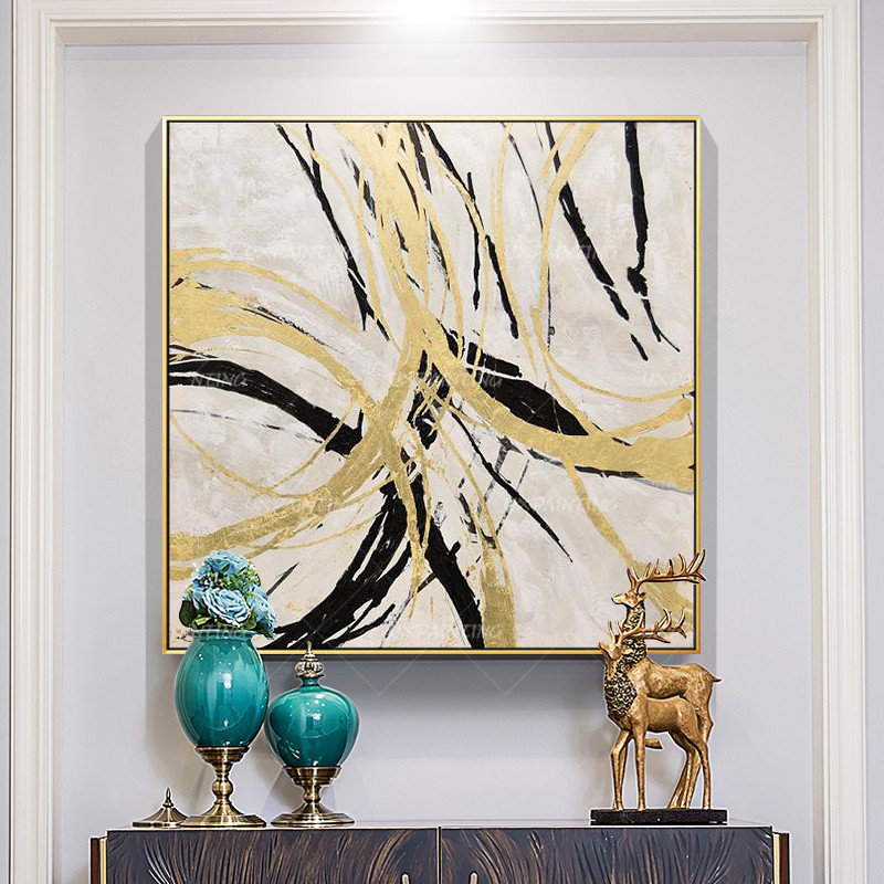 Gold Art Abstract Paintings on Canvas Art Modern Large Wall Art Black ...