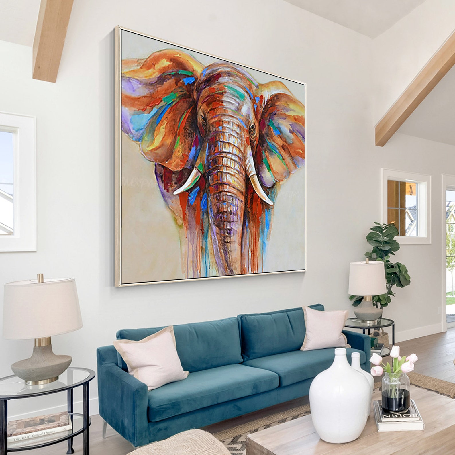 Elephant Painting Impressionist Elephant Extra Large Wall Art - Etsy