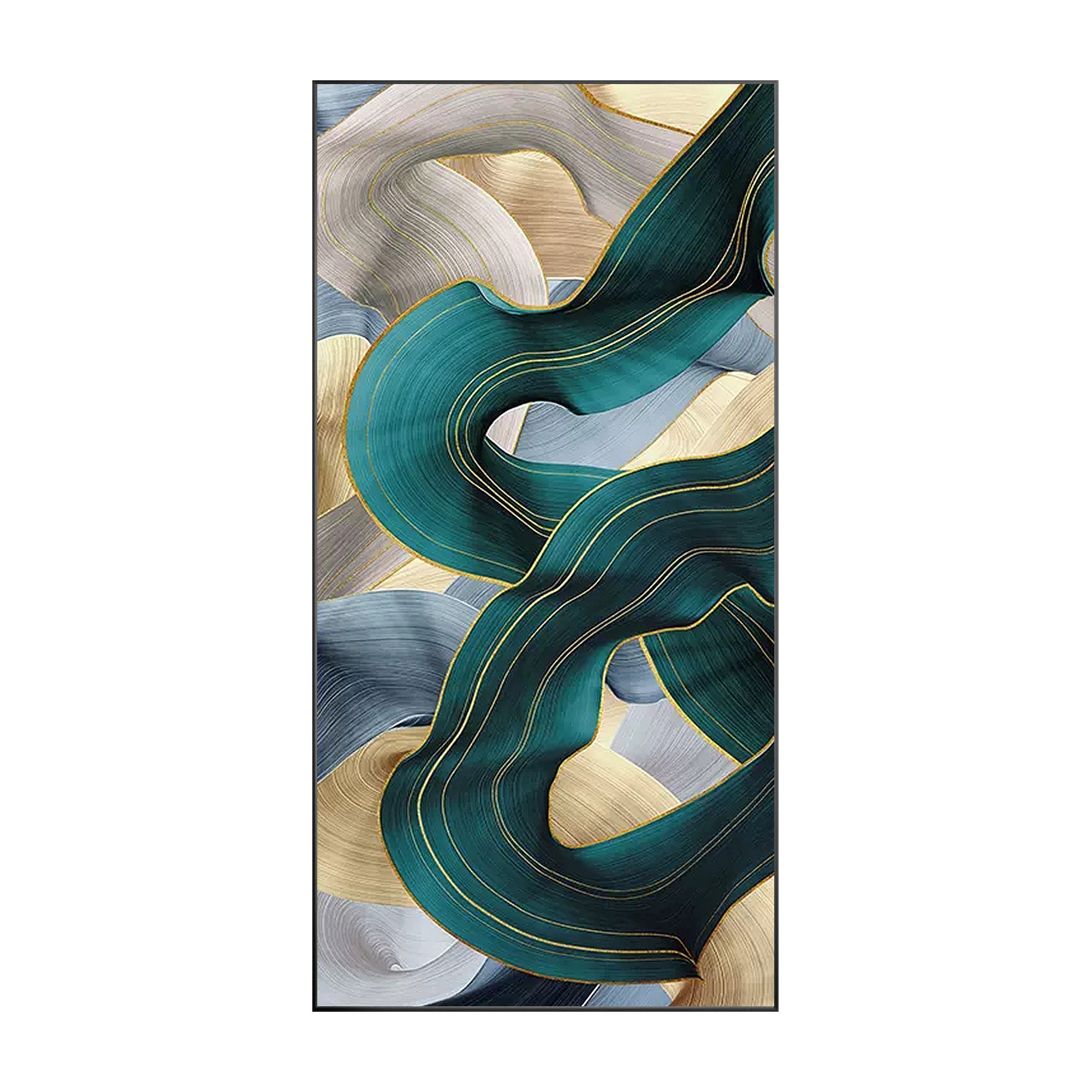 Turquoise Beige Ribbon Original Painting on Canvas Ribbon - Etsy