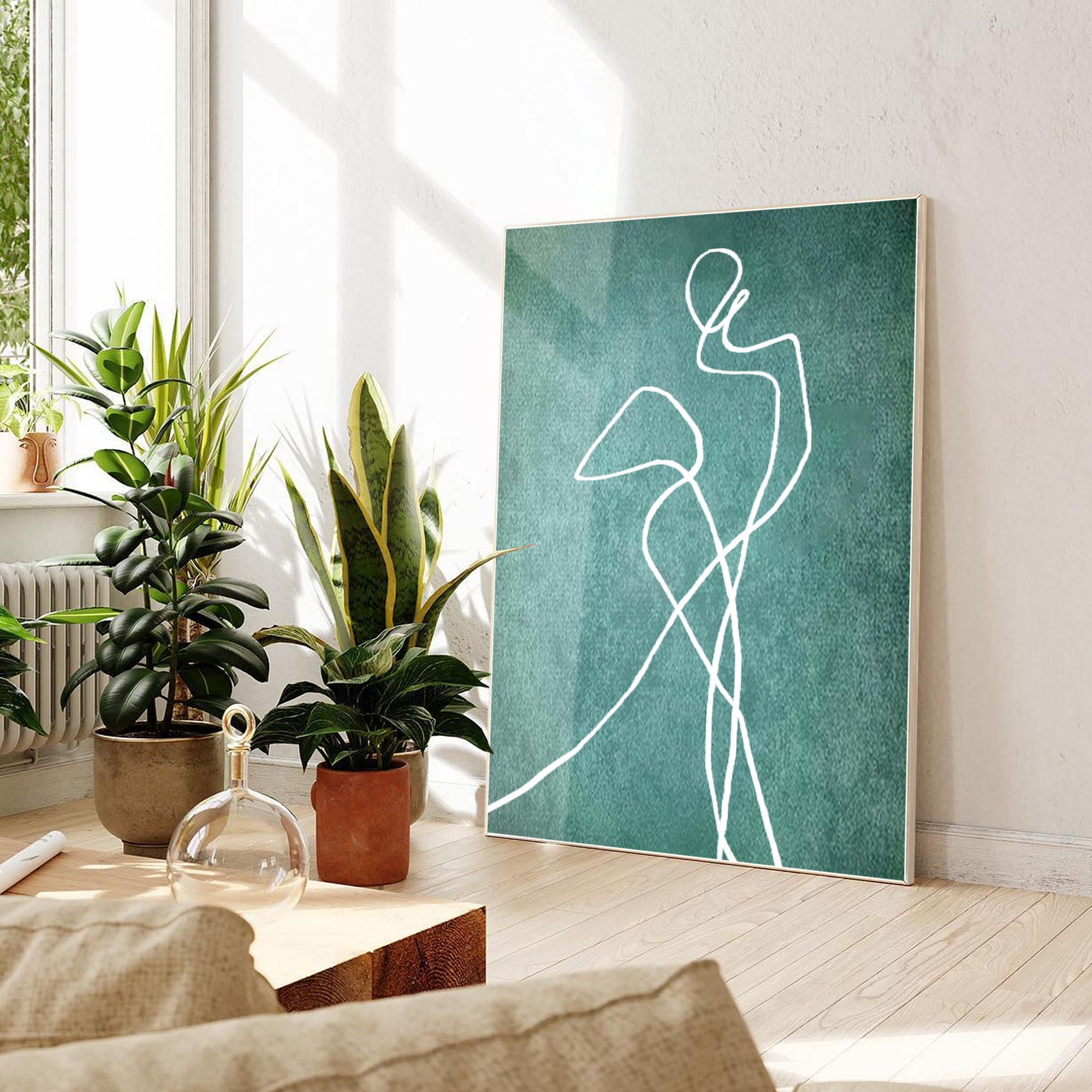 Green Dancer Stick Figure Original Painting on Canvas Extra - Etsy