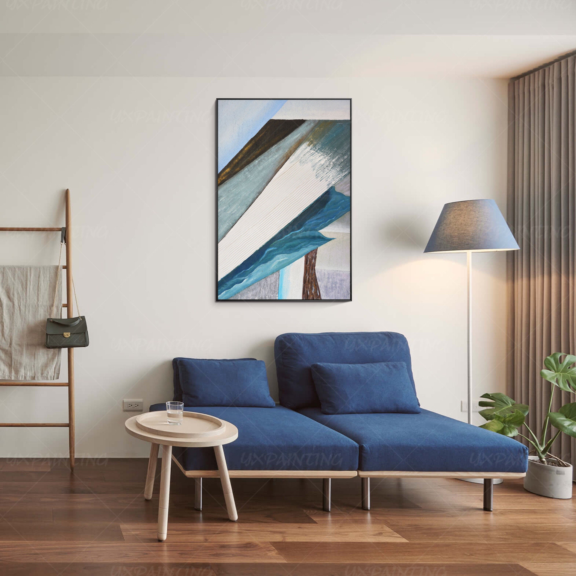 Framed Wall Art Abstract Geometric Painting on Canvas Original | Etsy