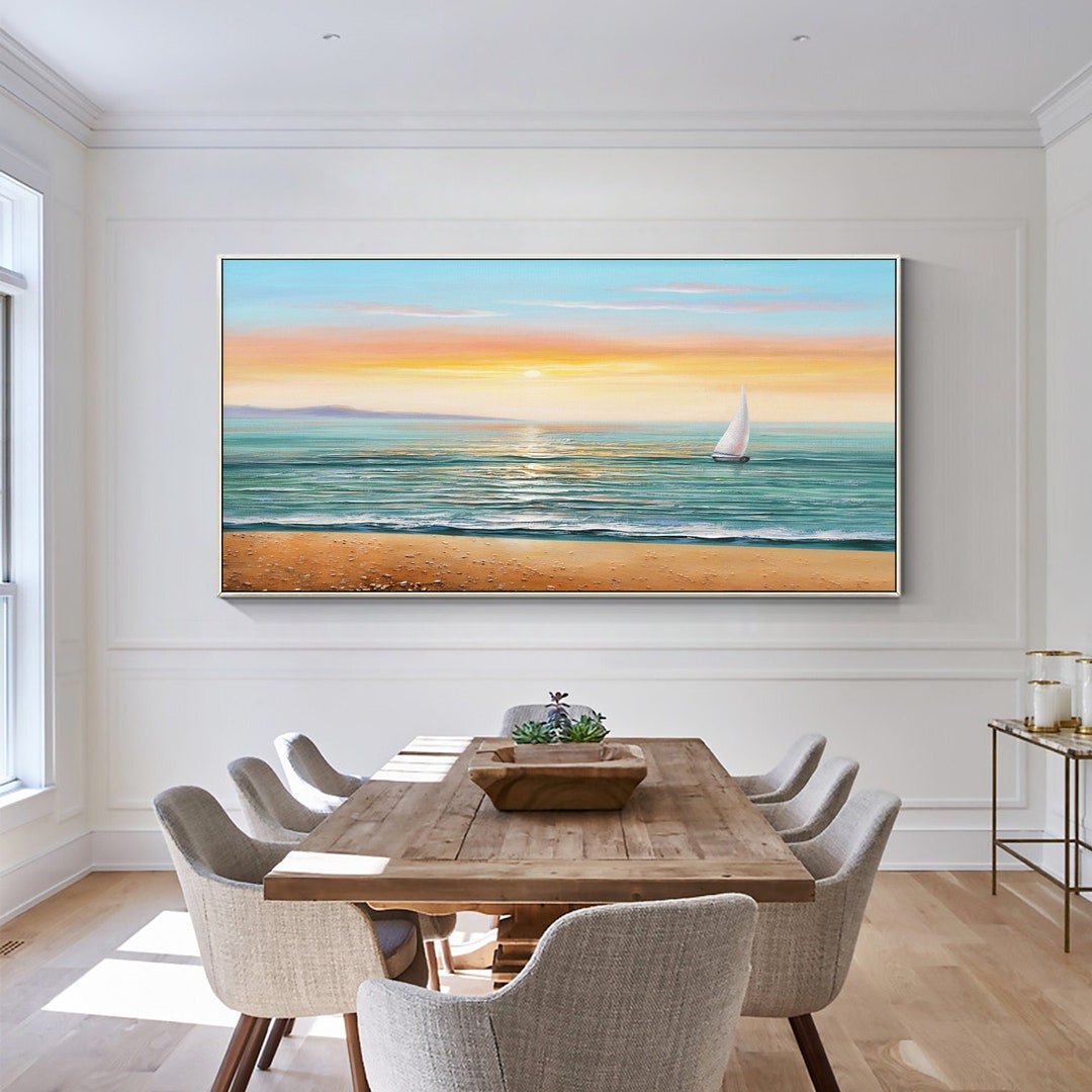 Seascape Painting Sunrise Original Beach Large Painting Yxpainting ...