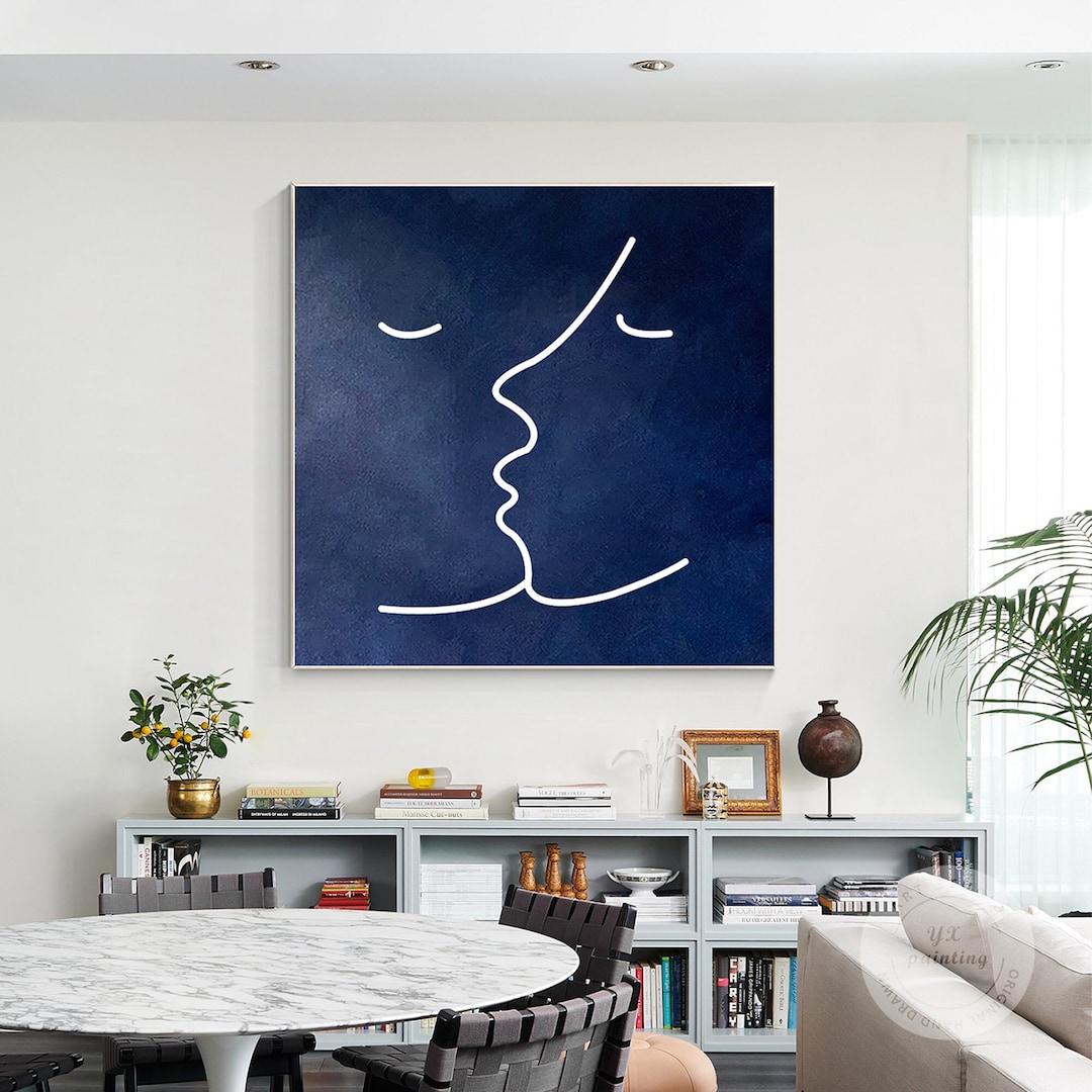 Navy Blue Painting Abstract Painting on Canvas, Original Painting on ...