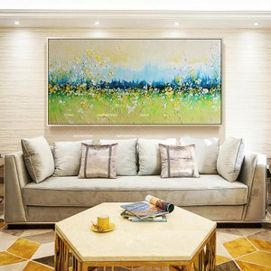 Original Abstract Acrylic Paintings on Canvas Yellow Floral - Etsy