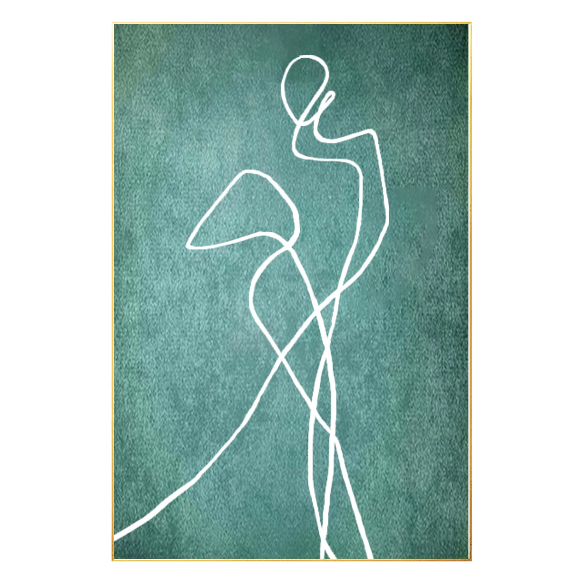 Green Dancer Stick Figure Original Painting on Canvas Extra - Etsy
