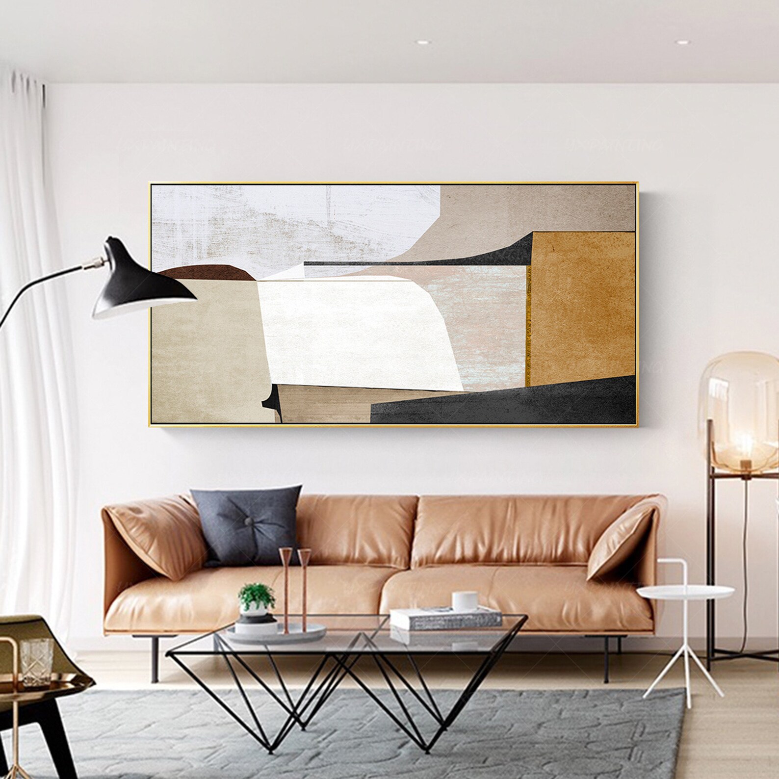 Large Abstract Geometric Canvas Print: Modern Framed Wall Art (digital ...