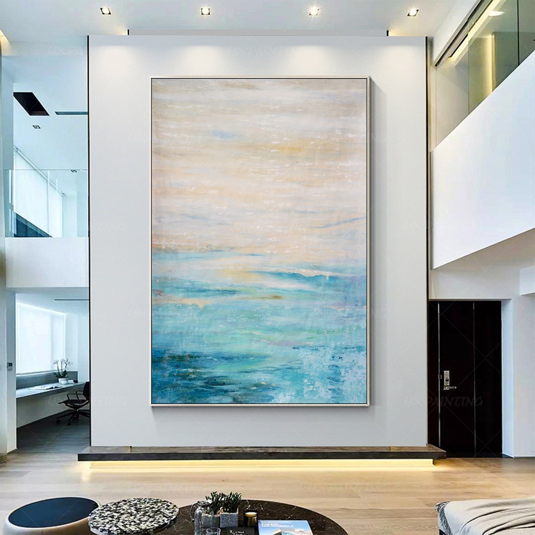 Textured Abstract Painting: Light Blue Beige Modern Wall Art - Etsy