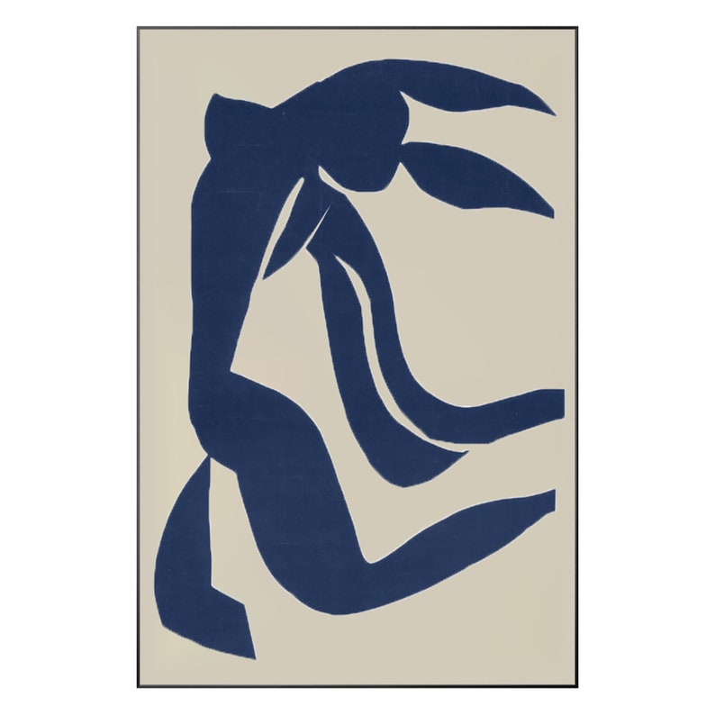 Navy Blue Beige Abstract Painting on Canvas Minimalist - Etsy