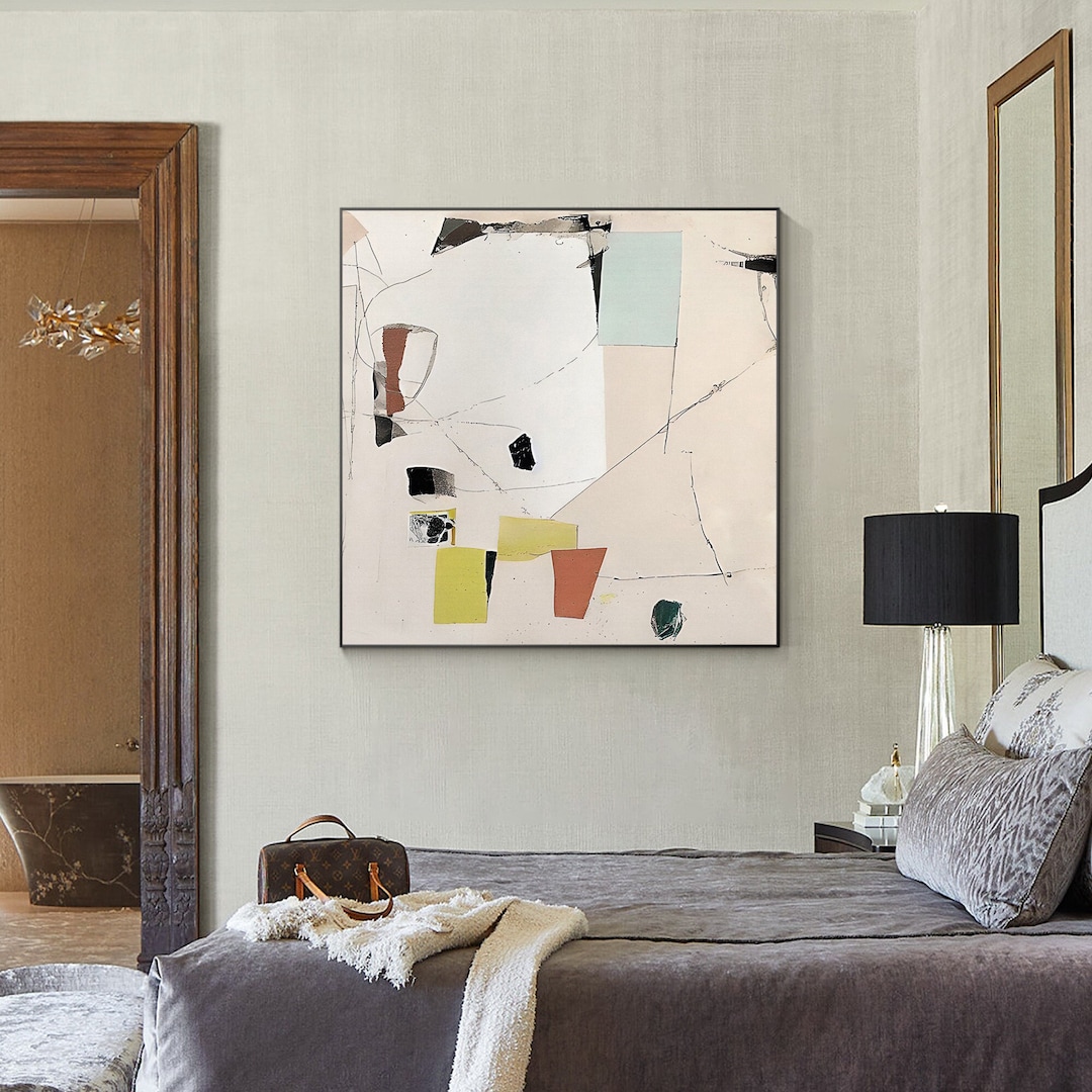 Cream Style Art Abstract Painting Minimalist Painting on Canvas, Square ...