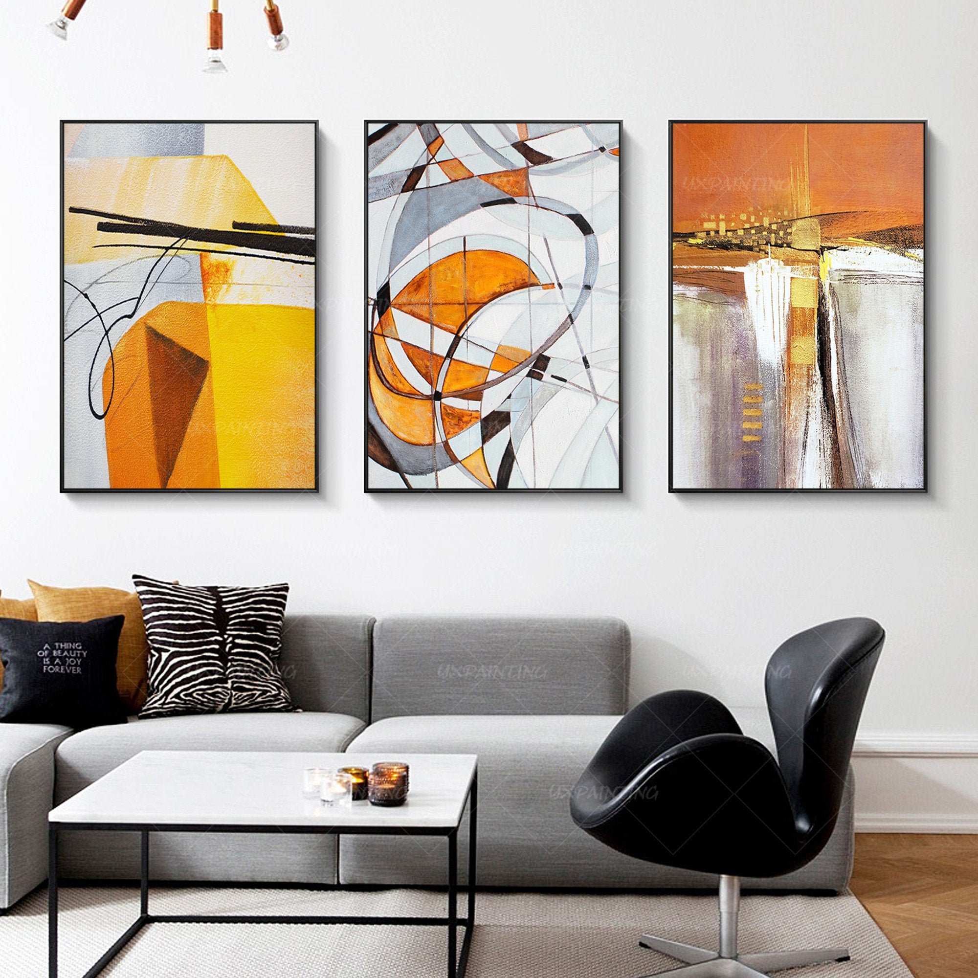 Geometric wall art printable set of 3 Abstract wall art paintings on ...