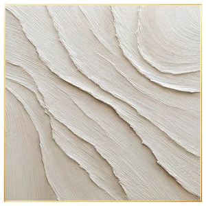 Cream White Minimalist Painting on Canvas, 3D Textured Cream Beige ...