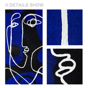 Picasso Line Art One Line Art Original Minimalist Blue Painting on ...