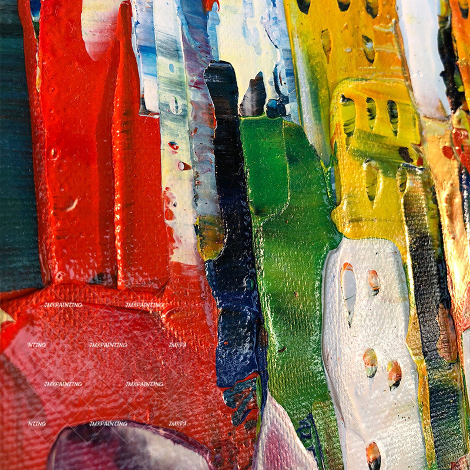 Original Cityscape by the Sea Acrylic Painting Abstract on - Etsy