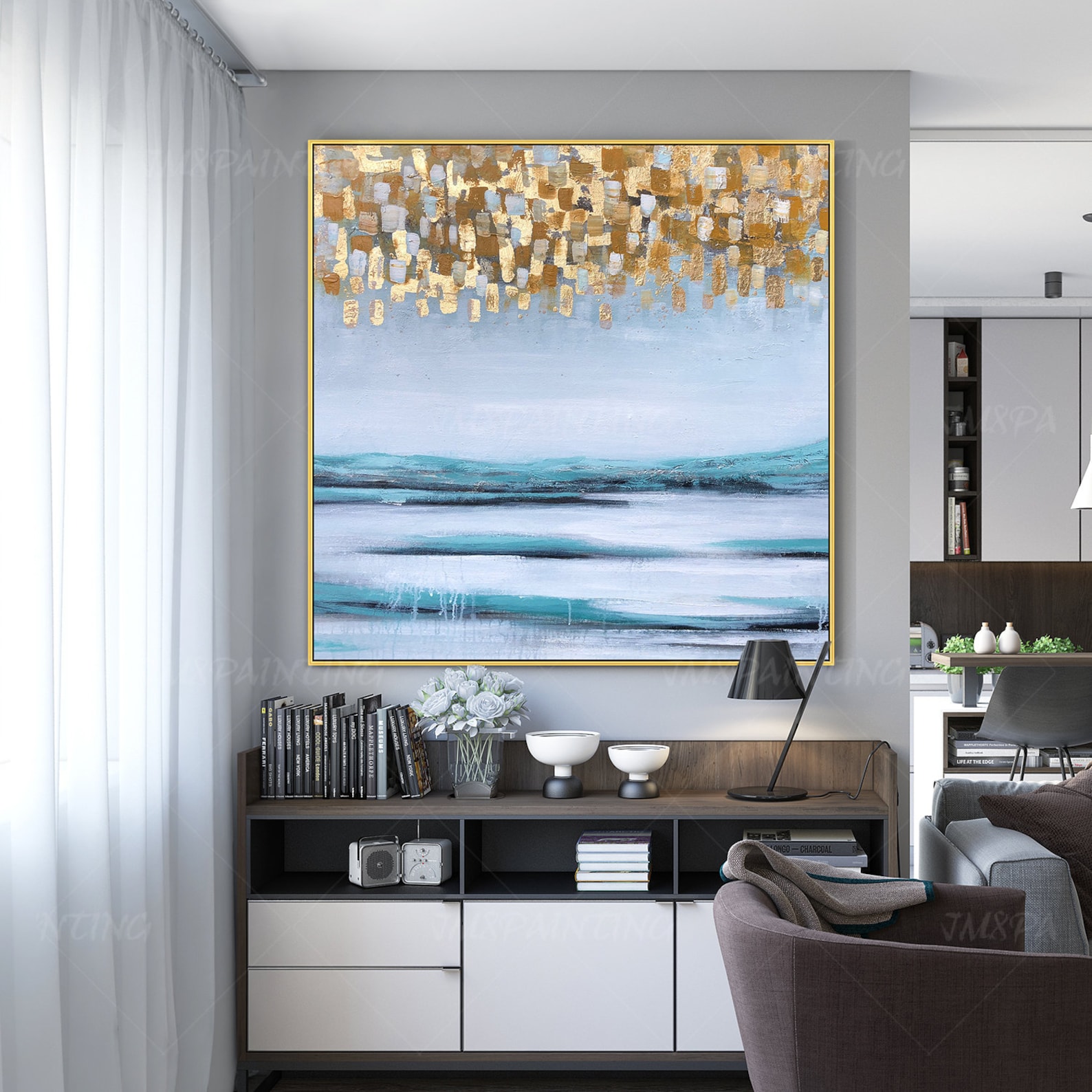 Framed Wall Art Gold Painting Original Abstract Acrylic | Etsy