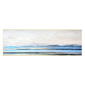 Blue White Abstract Painting: Horizontal Seascape Canvas Wall Art - Etsy