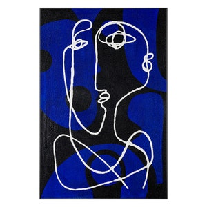 Picasso Line Art One Line Art Original Minimalist Blue Painting on ...