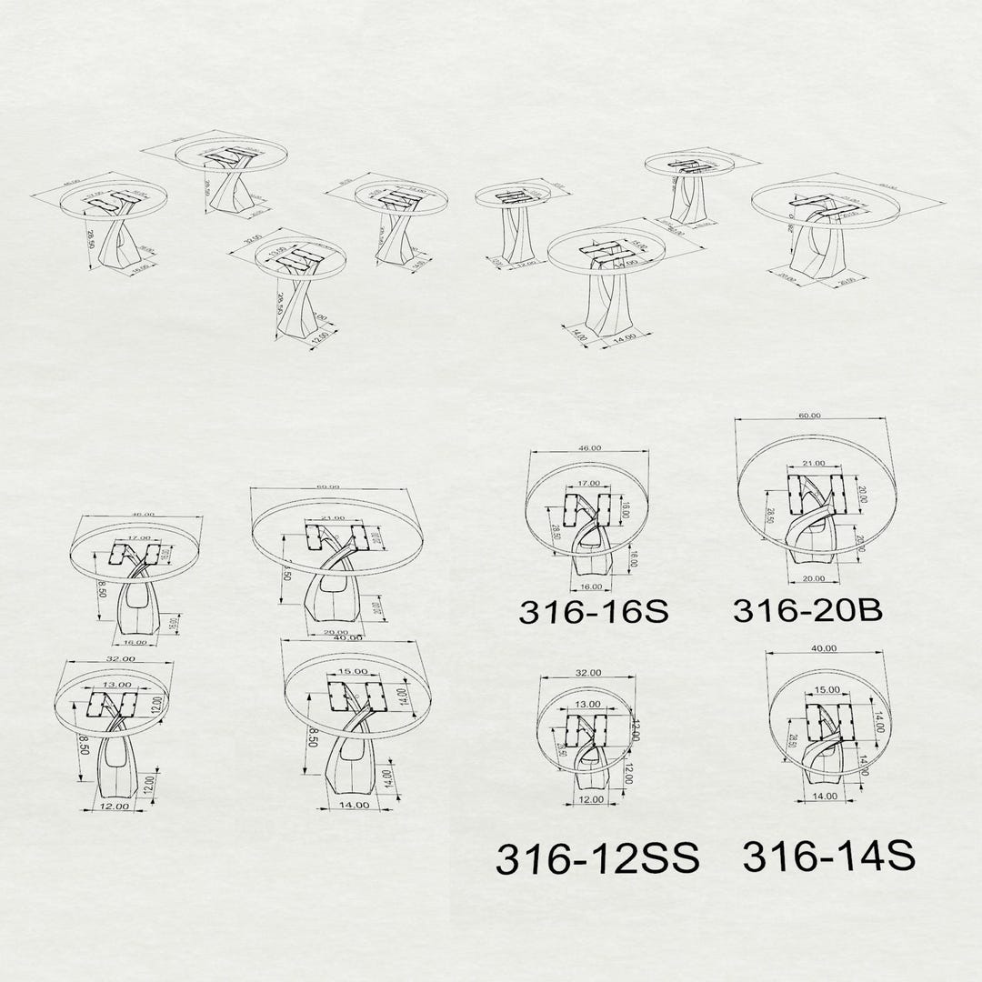 316-20B Table Base Standard Size No Powder Coat - Etsy