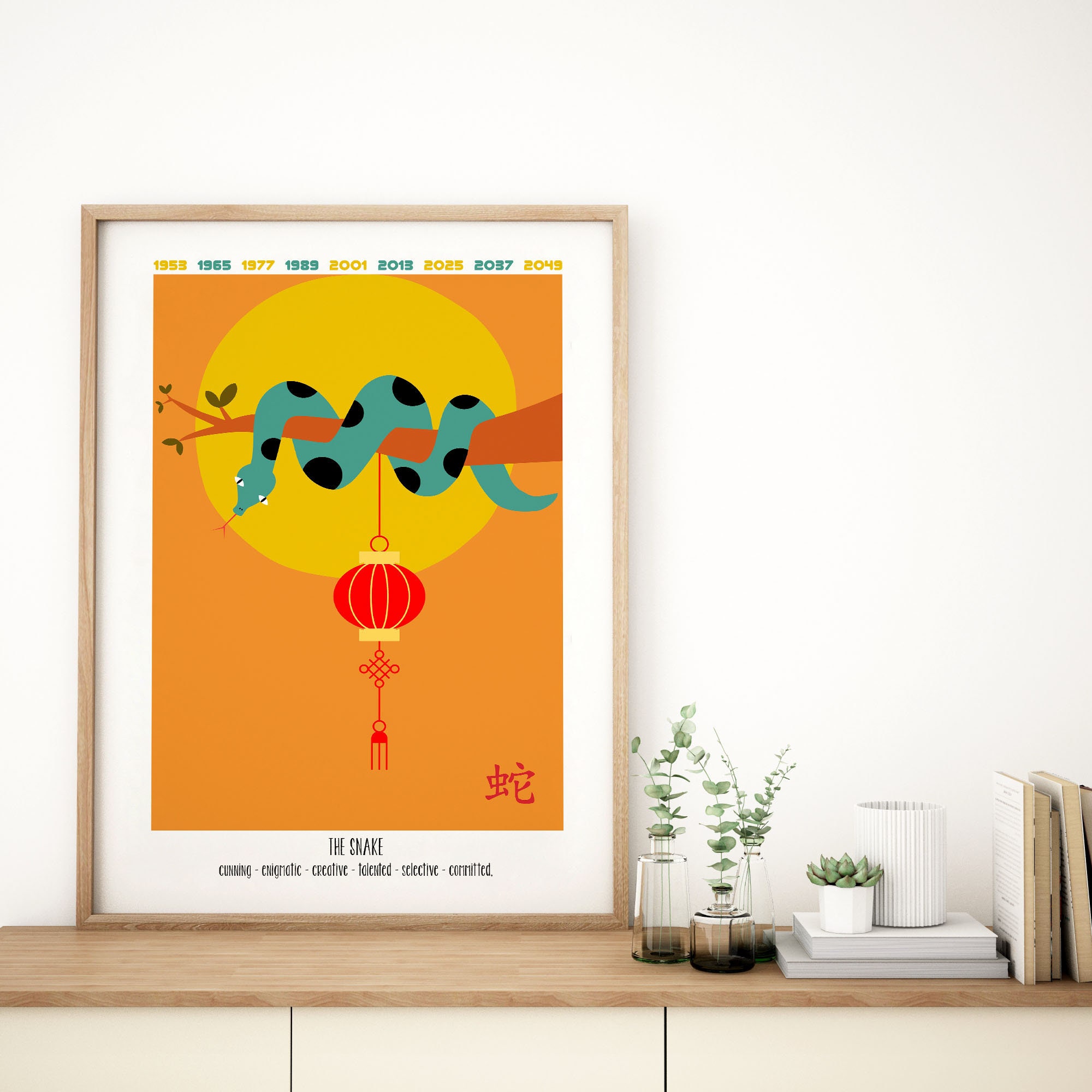 New Year Chinese Zodiac Poster Year of the Snake Digital Art Zodiac ...