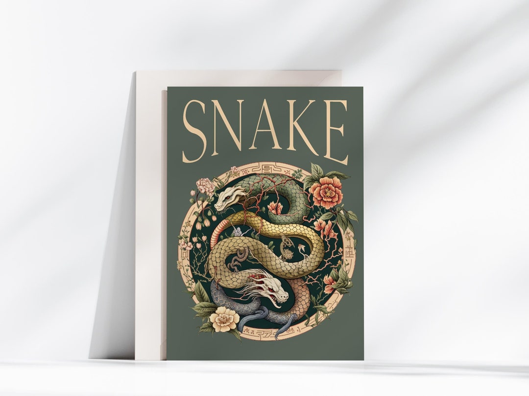 Snake Card Printable, Chinese Zodiac Card Printable, Snake Birthday ...