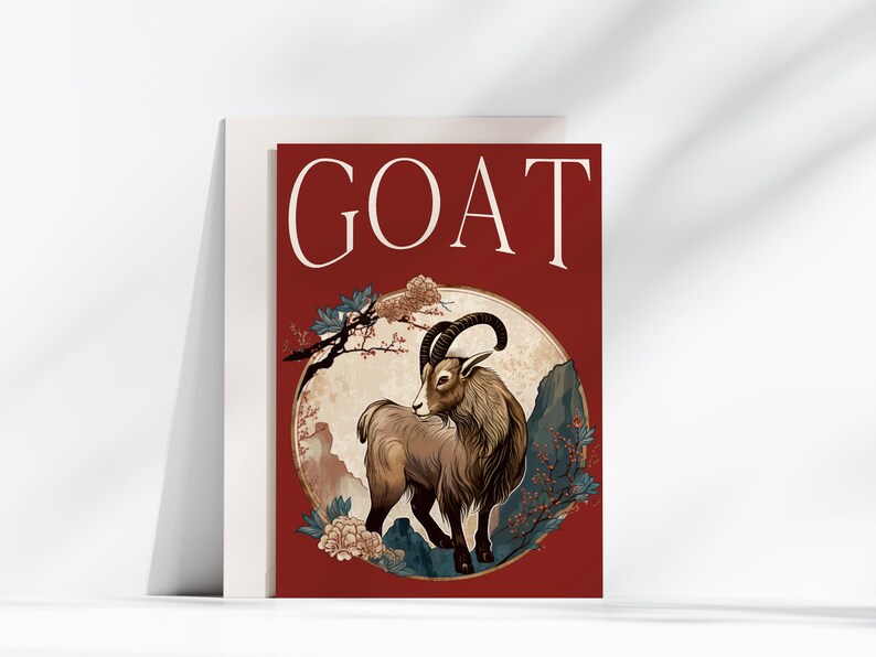 Lunar New Year, Year of the Goat Card, Birthday Card Printable, Chinese ...
