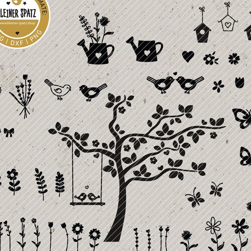 Little Bird Plotter File SVG DXF PNG Flower Tree Heart Spring - Etsy