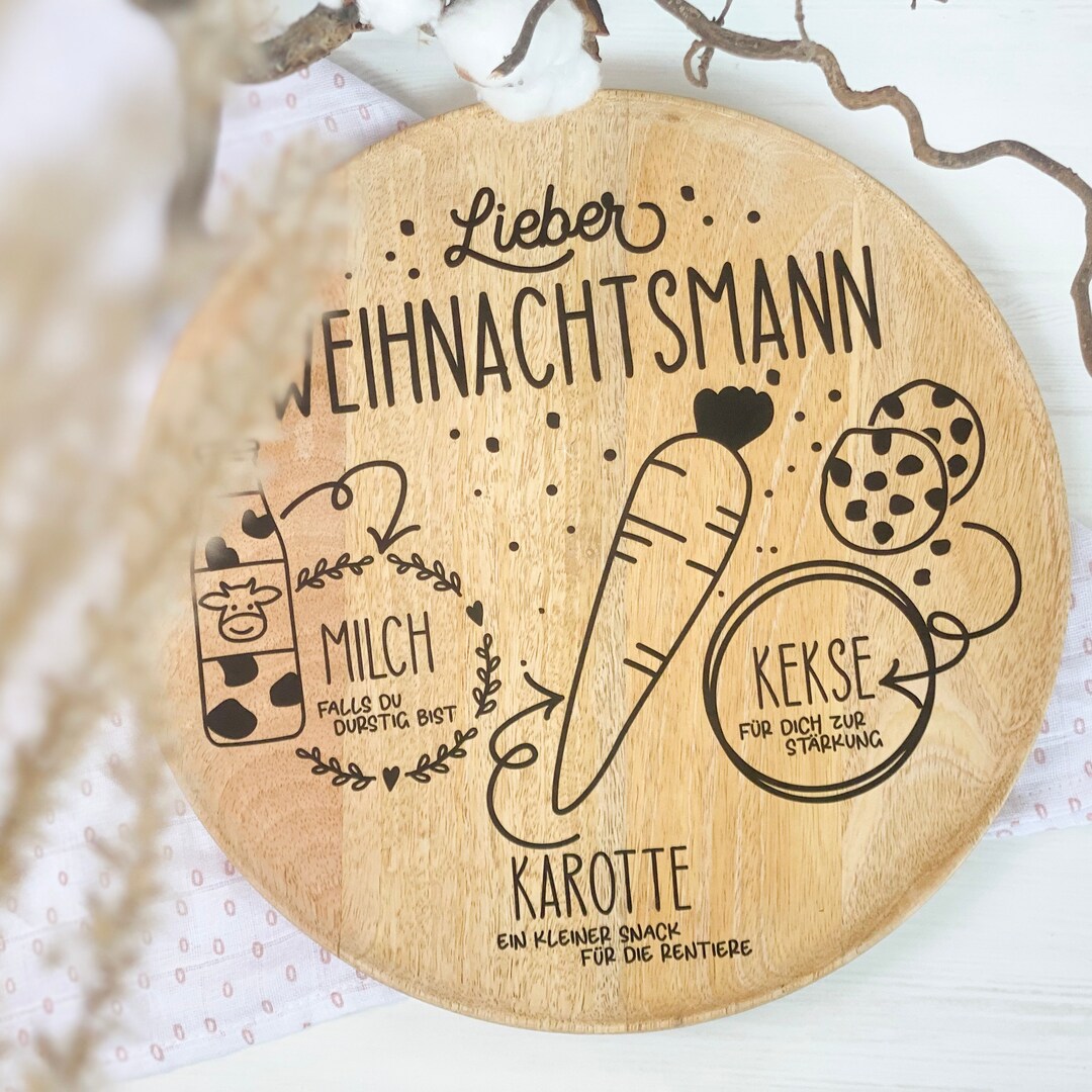 Plotterdatei, Laserdatei Motiv "Lieber Weihnachtsmann" | Weihnachtsmann | Teller | Milch | Kekse ...