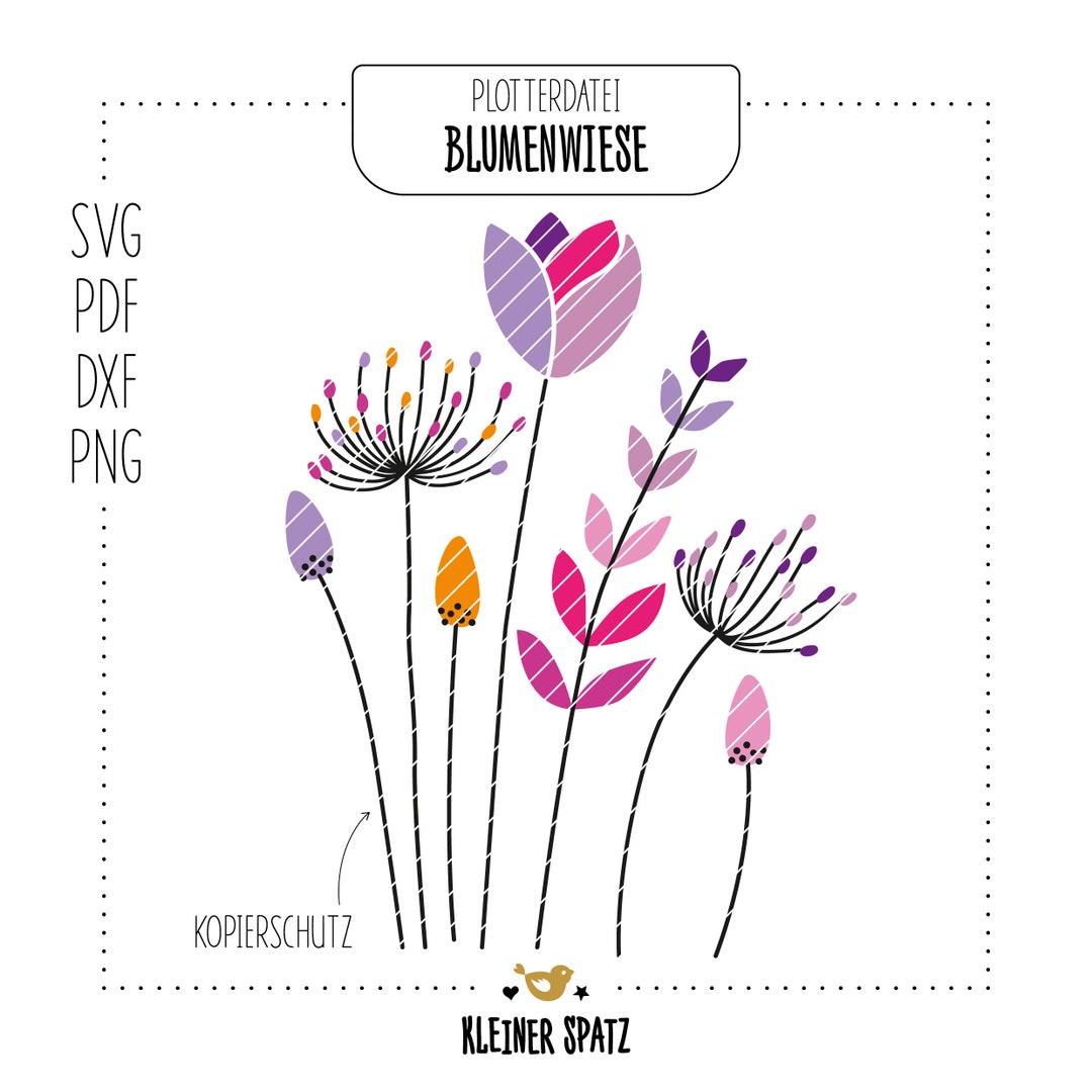 PLOTTERDATEI BLUMENWIESE | Blüten | Blumen | Geburtstag | Muttertag | Freude | Schenken | svg ...