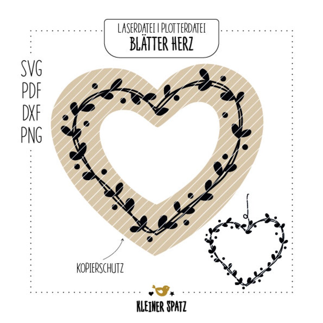 Plotter File, Laser File Motif leaves Heart Leaves Points Heart Tendril ...