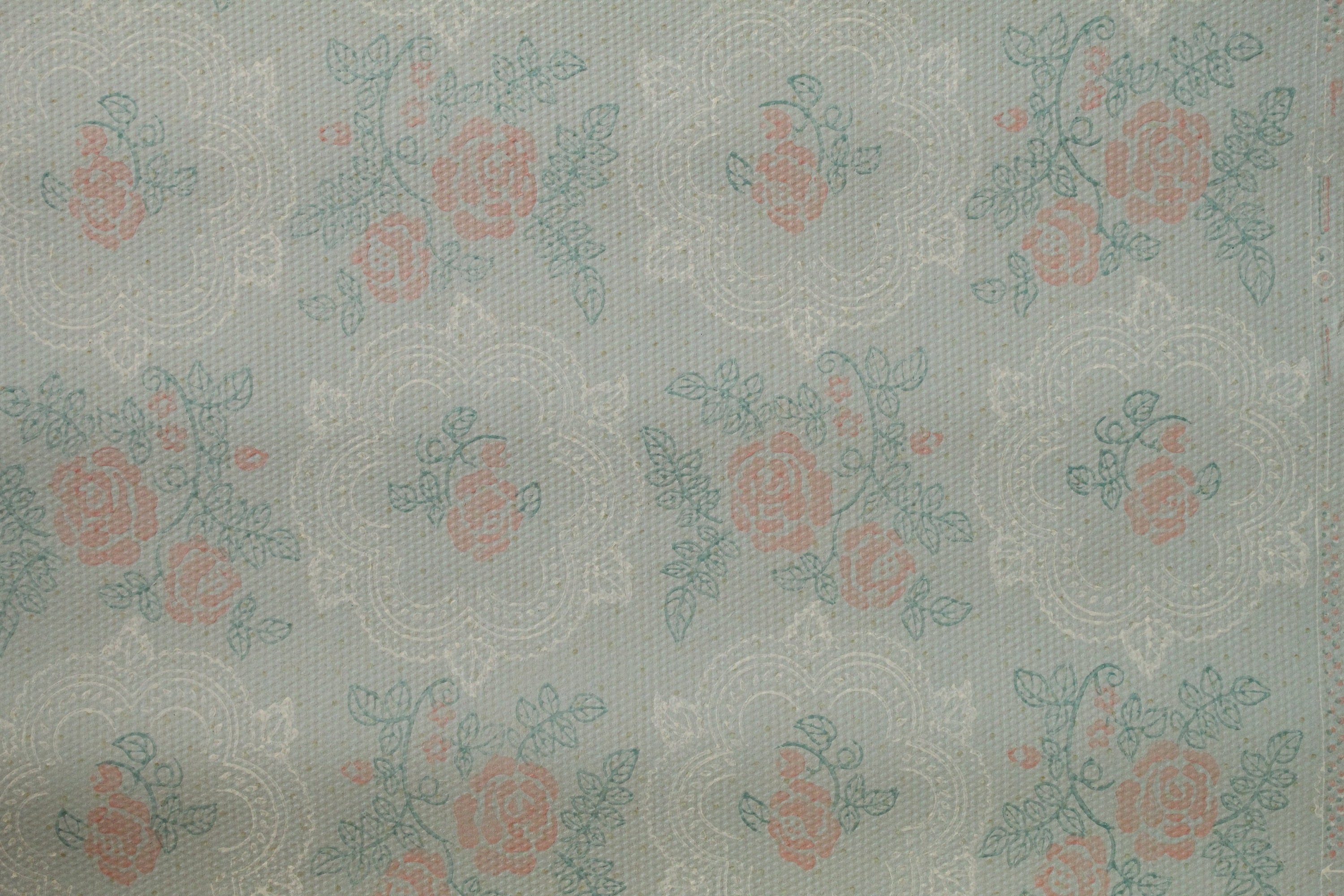 Retro Vintage Blue Pink Floral Wallpaper Sold by Yard - Etsy