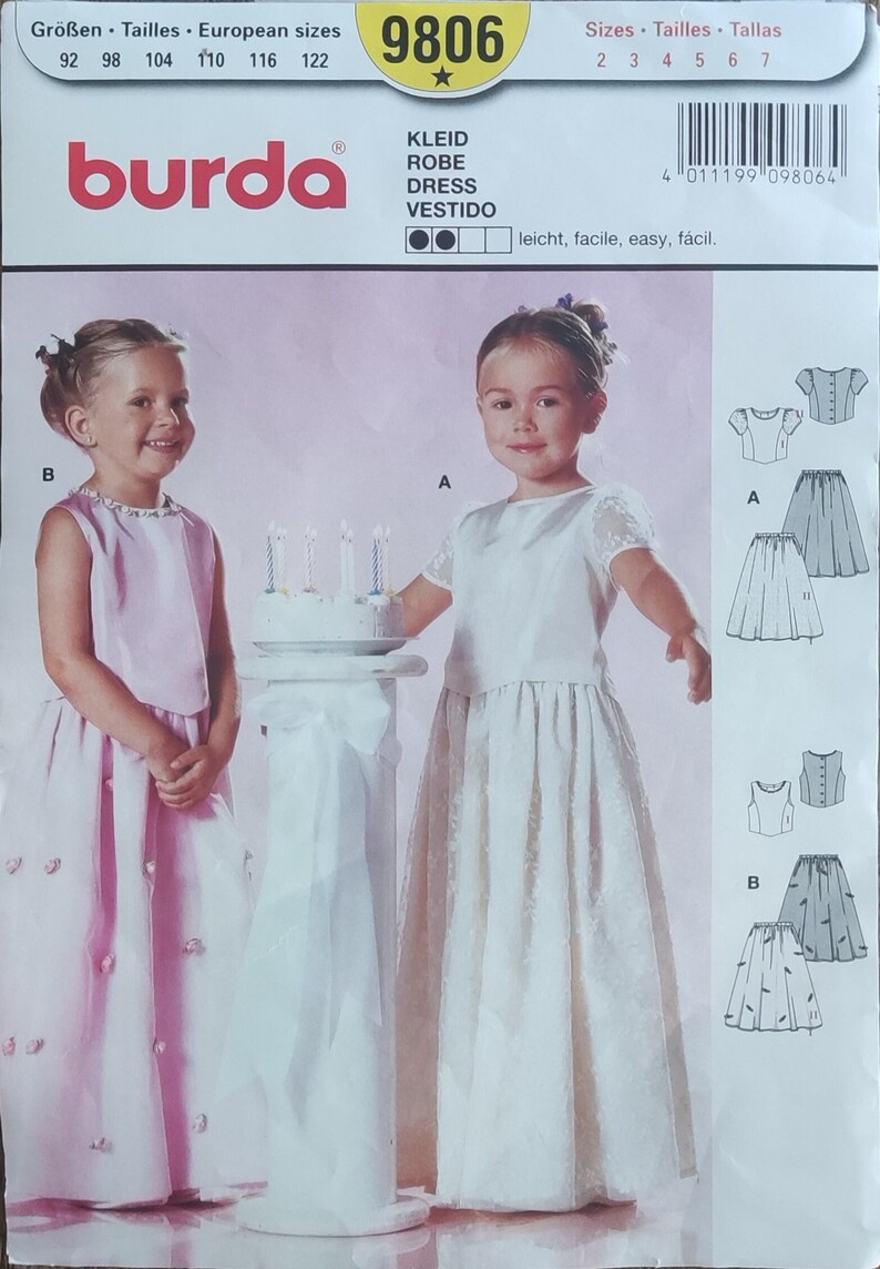 Vintage Burda 9806 Sewing Pattern UNCUT Childs Dress Robe Vest Size - Etsy