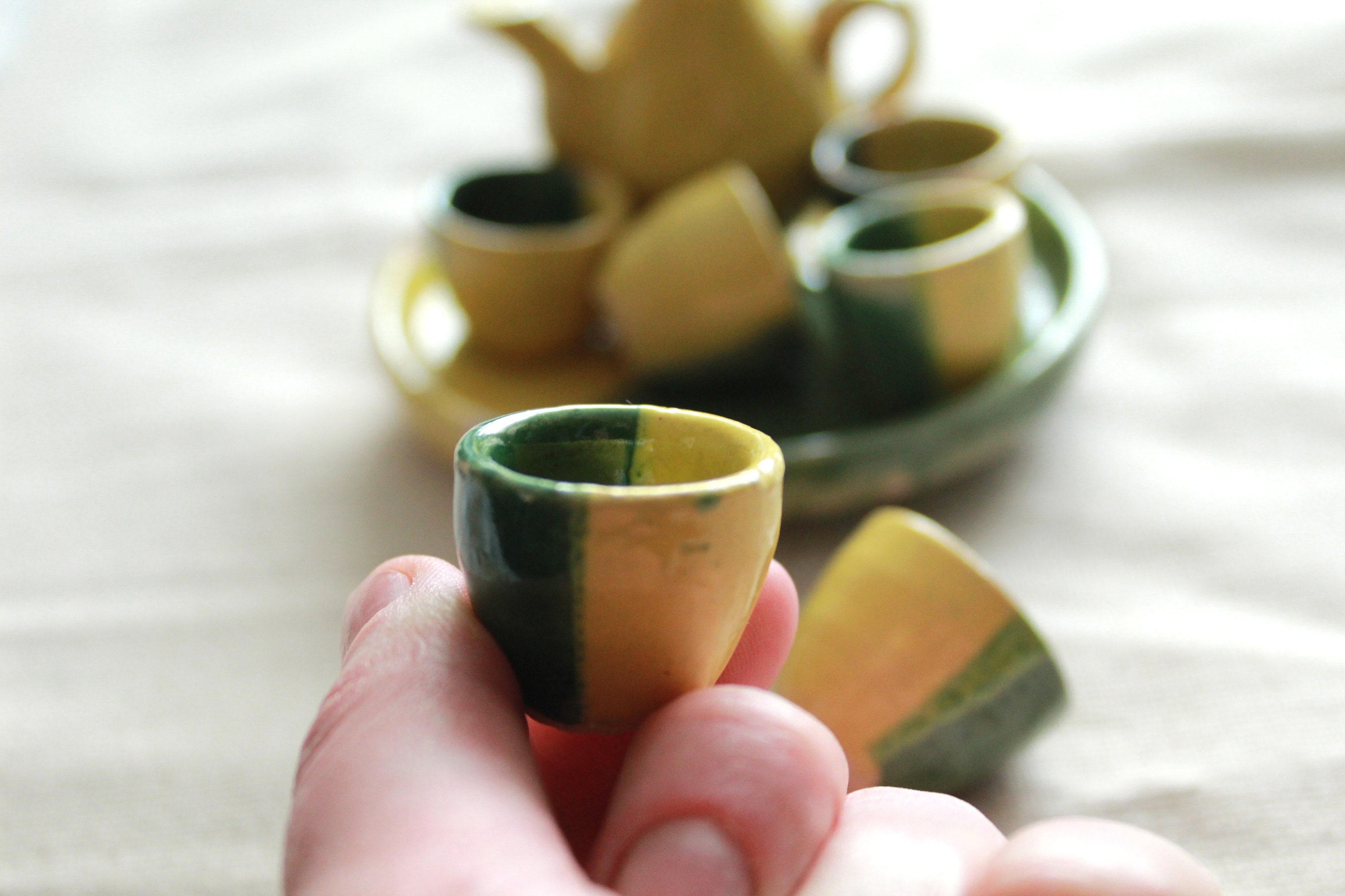 Vintage Miniature Pottery Handmade Doll House Tea Set - Etsy