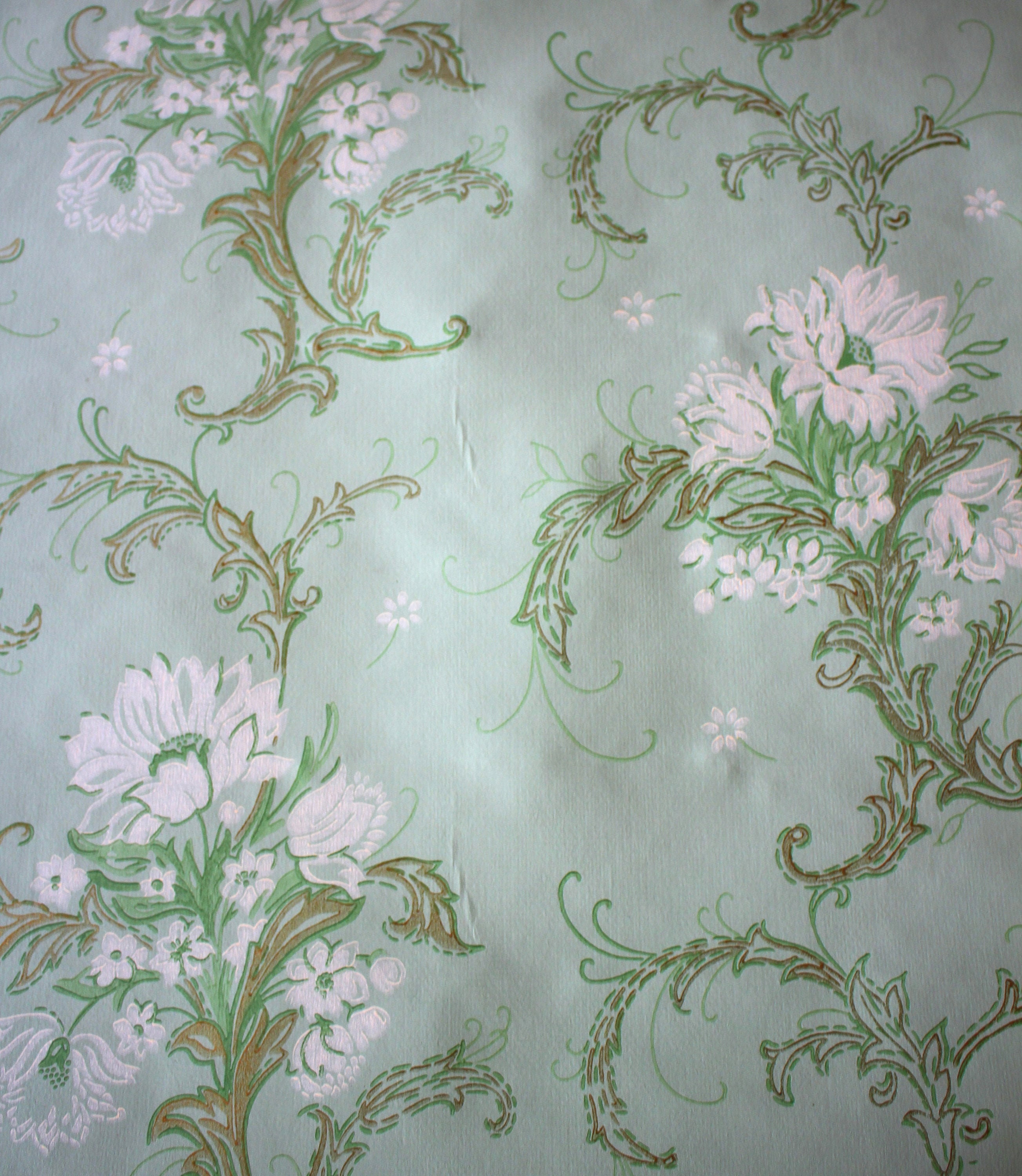 Vintage Retro Green Wallpaper SOLD BY YARD - Etsy