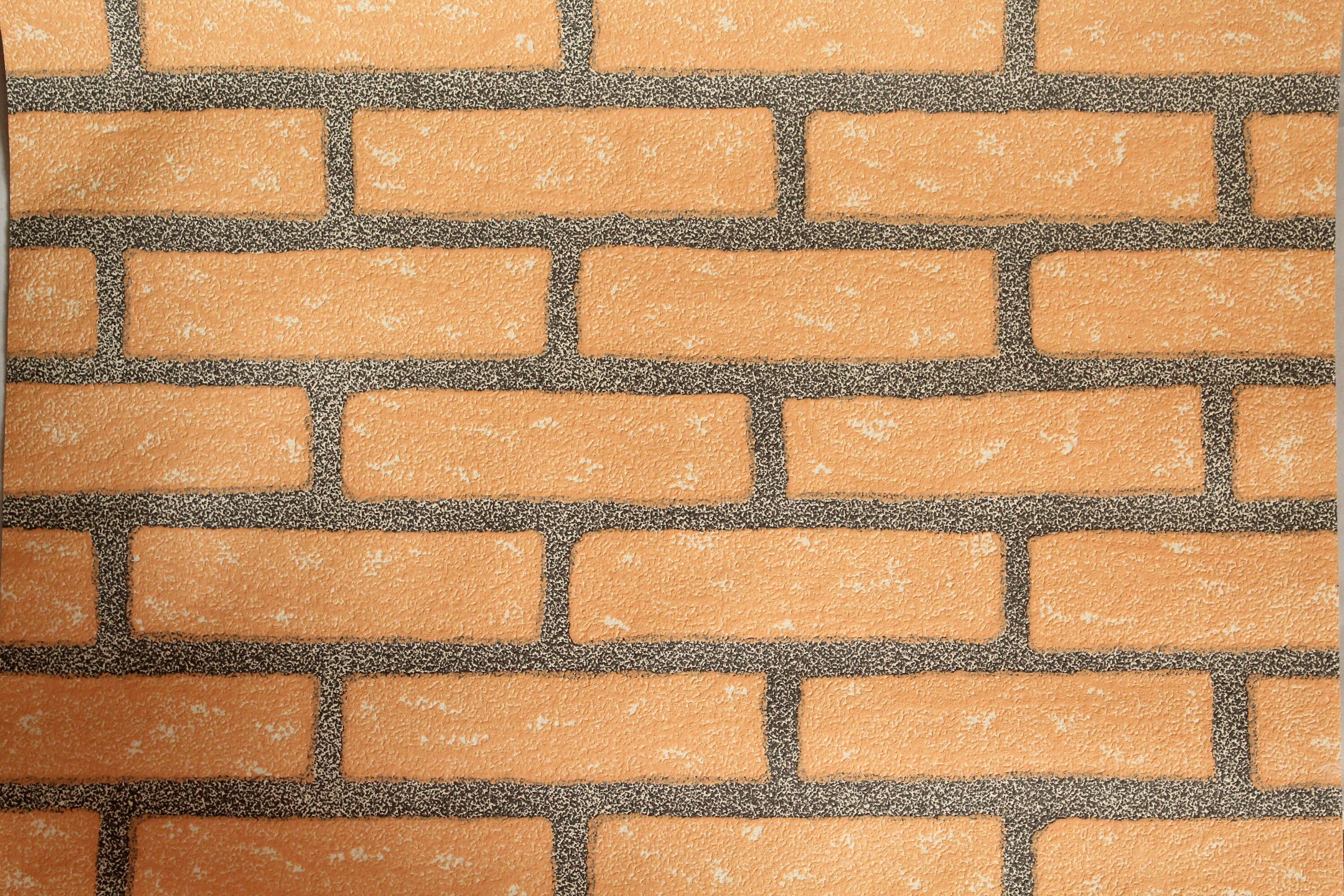 Vintage Brick Pattern Vinyl Wallpaper From 2000's. 1.15 Yards Two ...