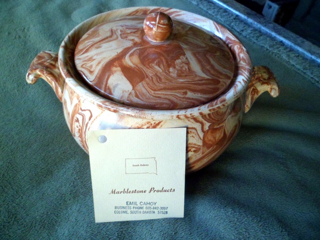 Emil Cahoy Pottery Soup Tureen Marblestone Casserole Colome - Etsy