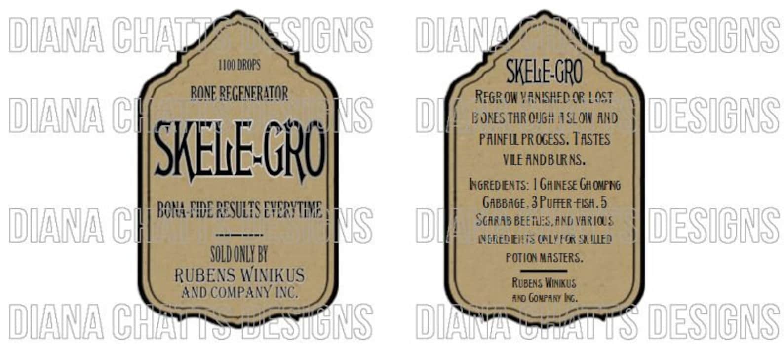 Skele-Gro Label Potions Bottle Label - Etsy México