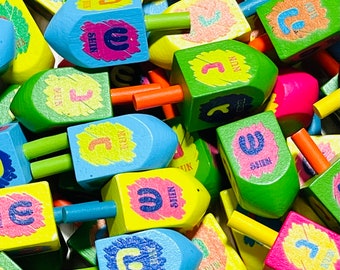 Colorful Wooden Dreidel Hanukkah Toy for Children and Adults | Etsy