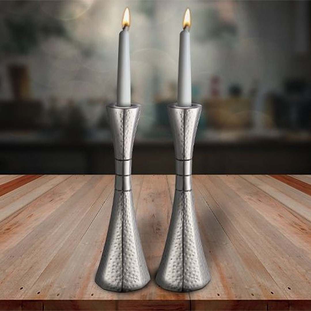 Exquisite Aluminum Candlesticks for Shabbat and Yom Tov, Measuring at a ...