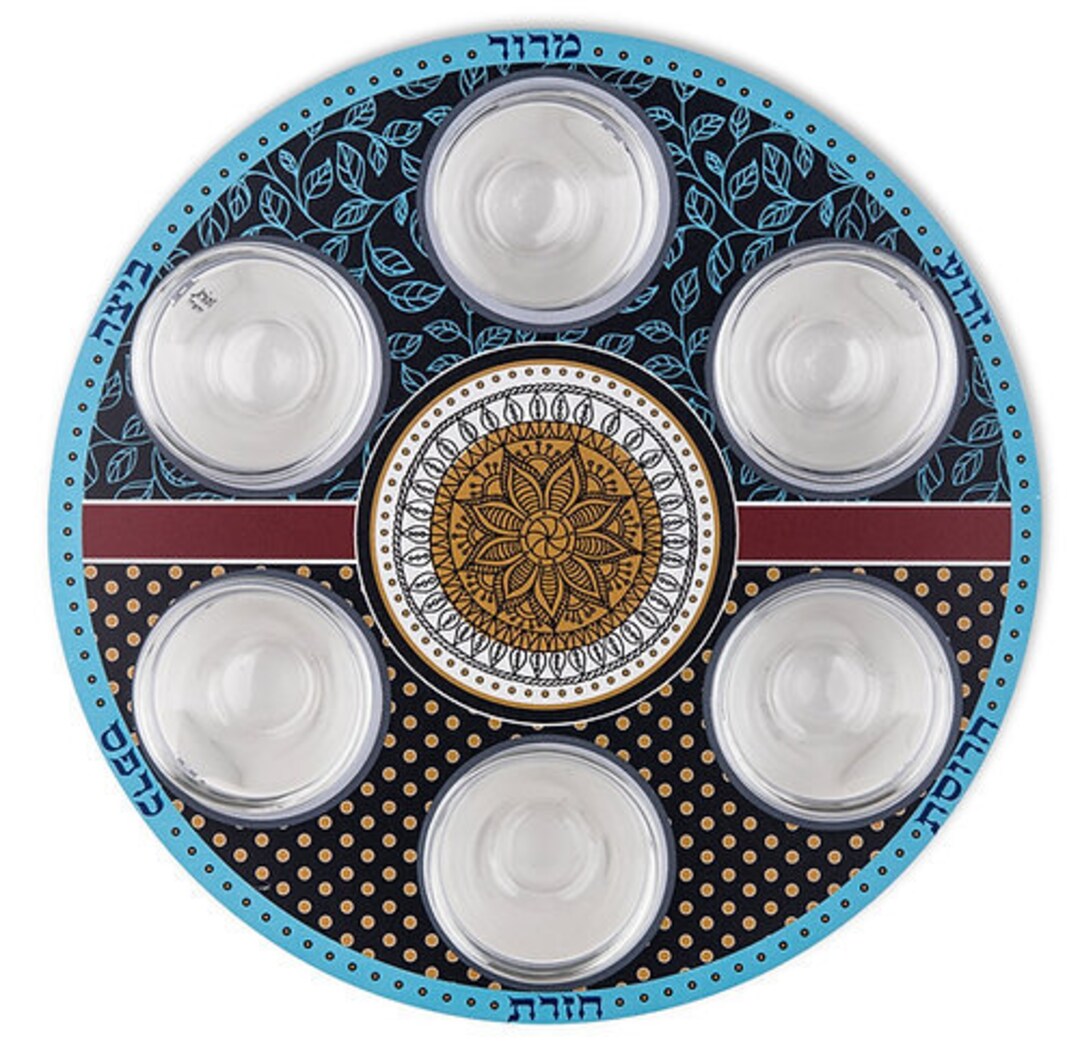 Unique Seder Plate With Colorful Mandala Pattern 13 for Passover Pesach ...