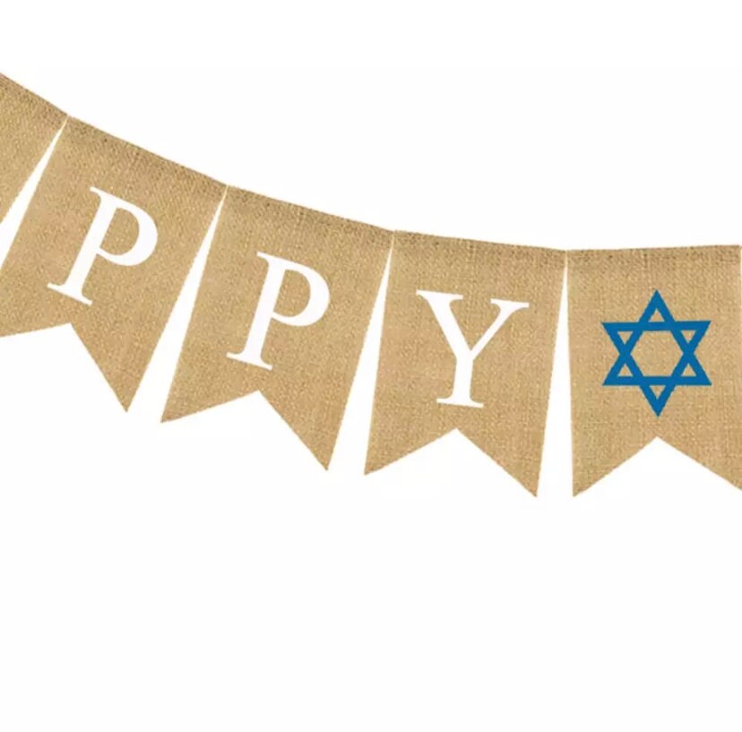 Rustic Hanukkah Banner Natural Jute Happy Hanukkah Flag | Etsy