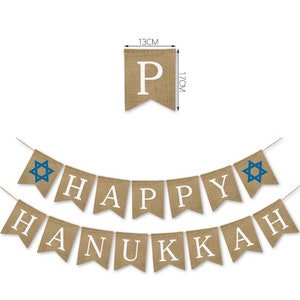 Rustic Hanukkah Banner Natural Jute Happy Hanukkah Flag Banner for ...