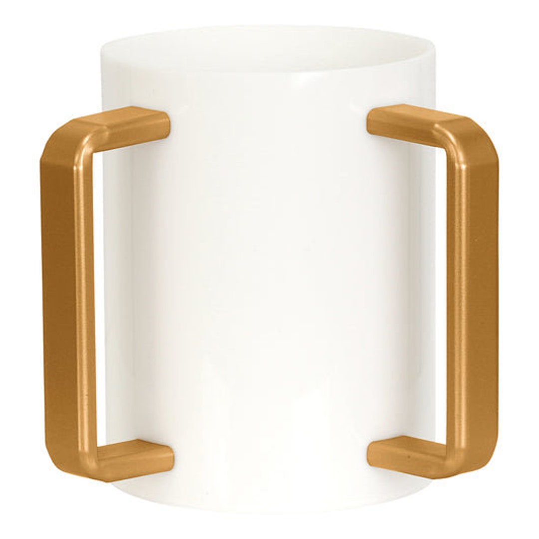 Lucite Wash Cup White With Gold Handles Washing Cup Netilat Yadayim ...